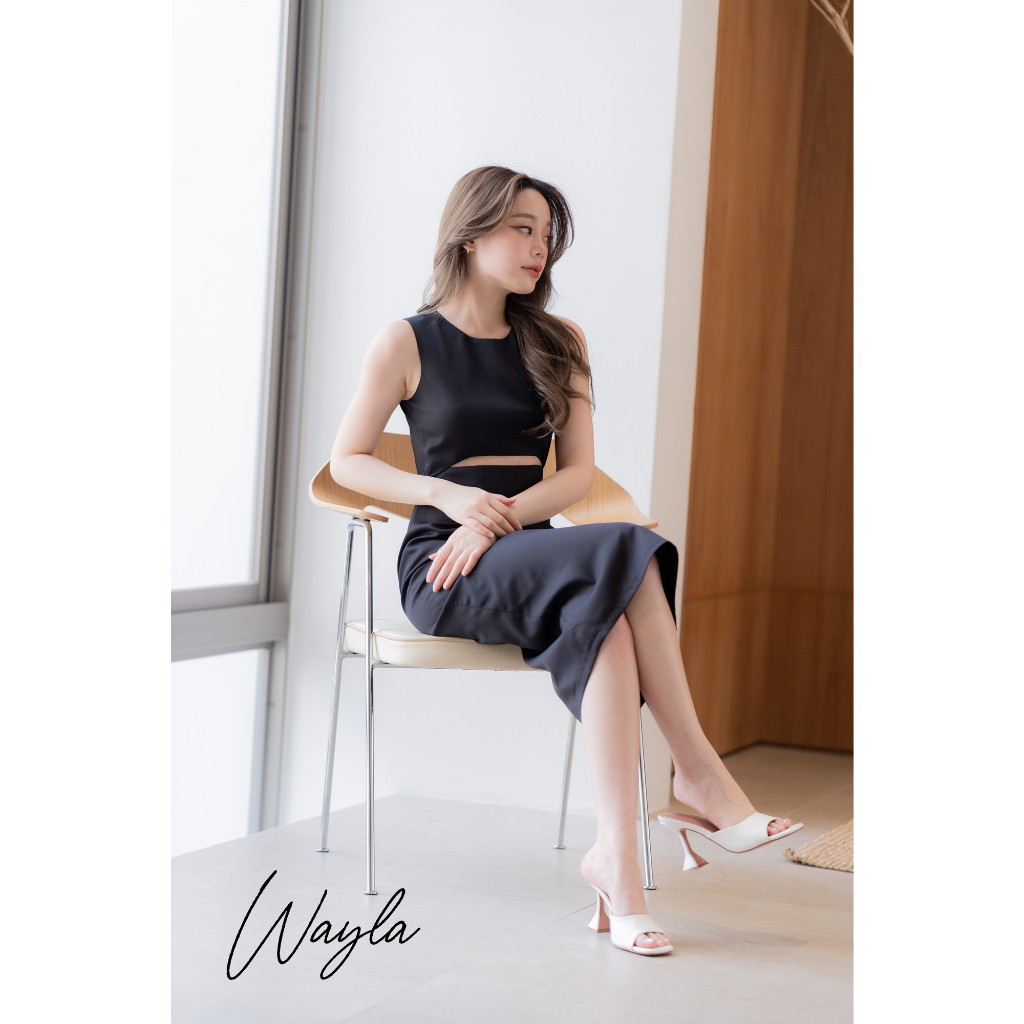 WAYLA Break (Twilight/Day/Leafy ) - เดรสแขนกุดทรงสอบสีดำ/ส้ม/เขียว ...