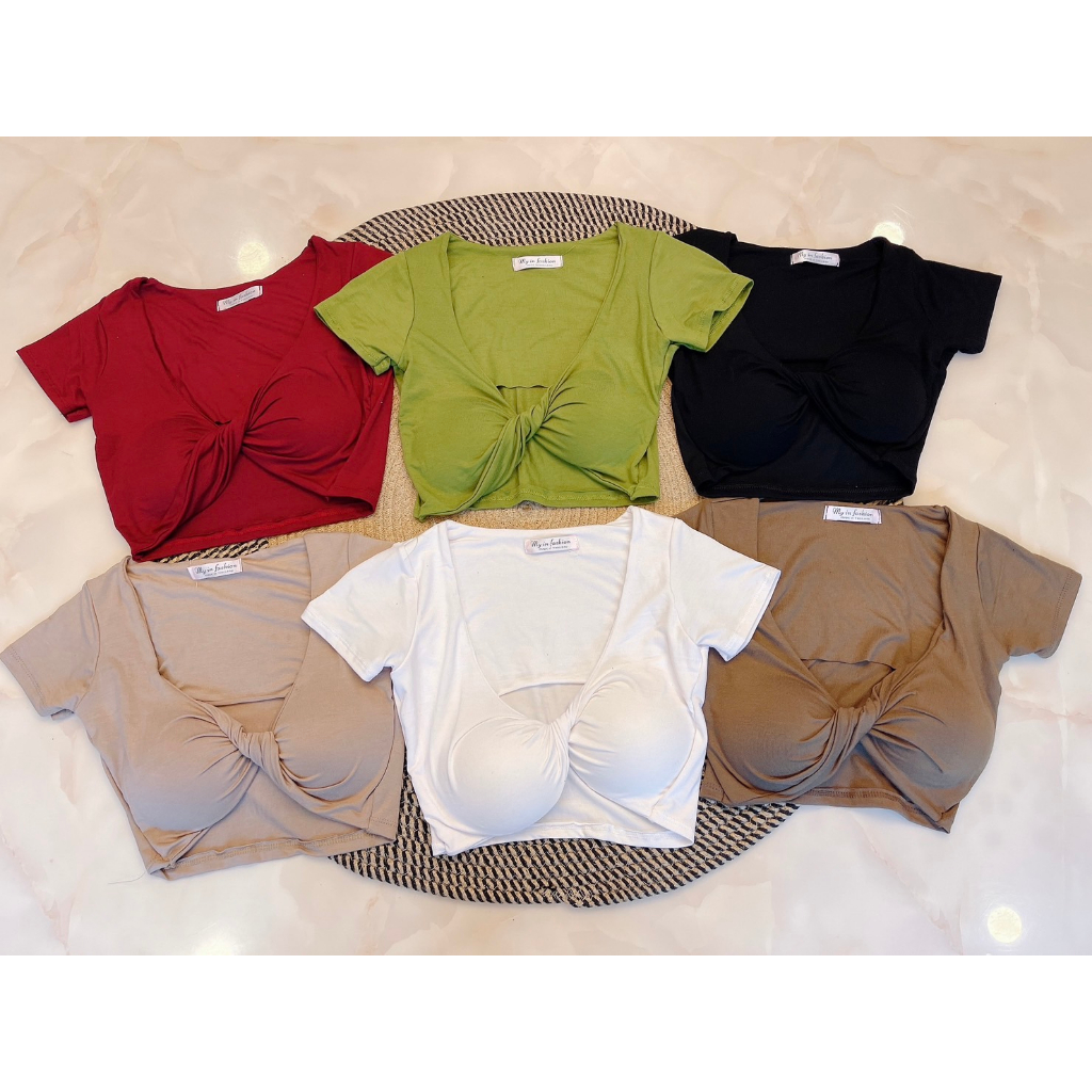 เสื้อครอปมีฟองน้ำ#a0154 | Shopee Thailand