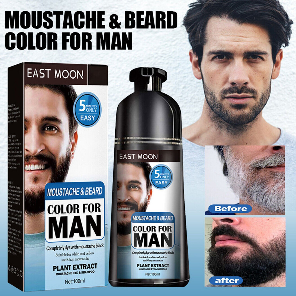 EAST MOON Moustache & Beard Color Shampoo For Man (Black) ผลิตภัณฑ์ ...