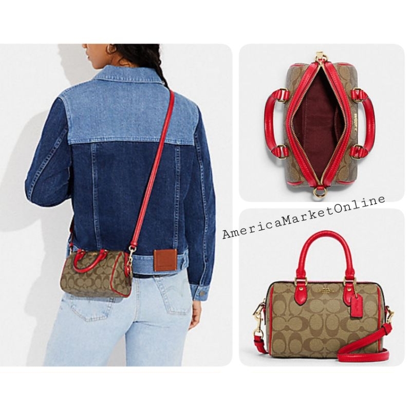 กระเป๋าหนัง COACH/ MINI ROWAN CROSSBODY IN SIGNATURE CANVAS (COACH CH469) | Shopee Thailand