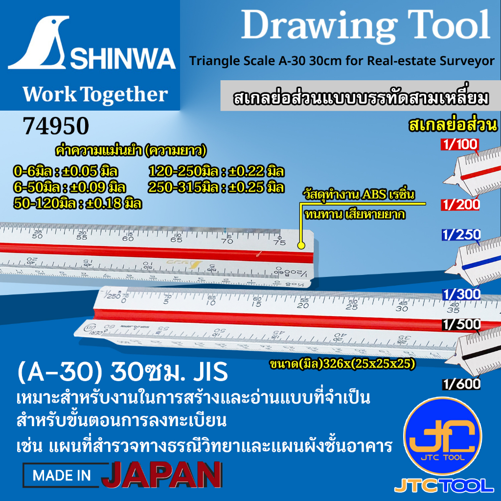 Shinwa ไม้สเกลย่อส่วน แบบบรรทัดสามเหลี่ยม - Drawing Tools. Triangle ...