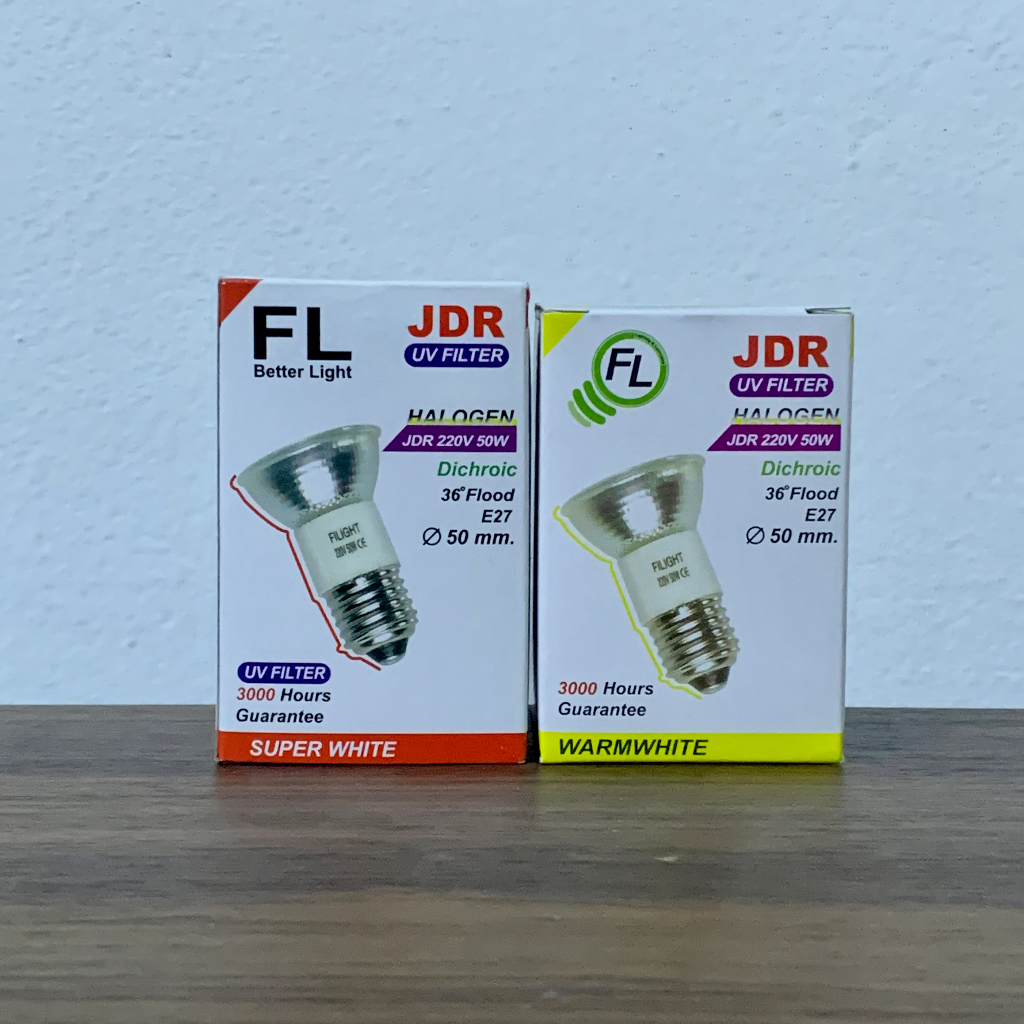 FL-Lighting หลอดไฟฮาโลเจน PAR16 / MR16 JDR 50W ขั้วE27 หน้าเปิด แสงวอร ...