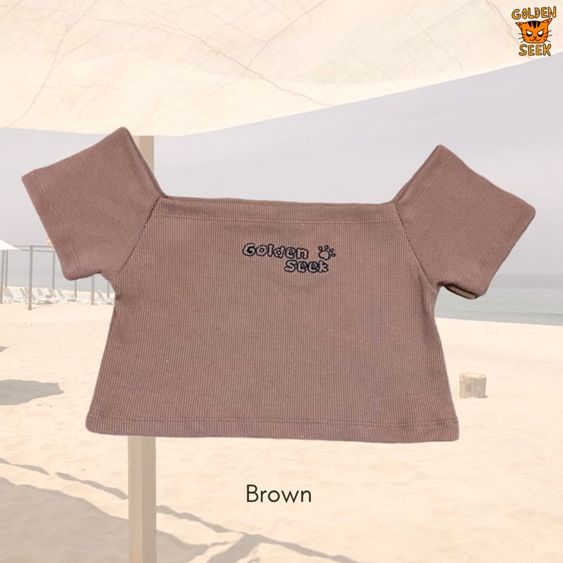 เสื้อครอปปาดไหล่ Golden Crop Top | Shopee Thailand