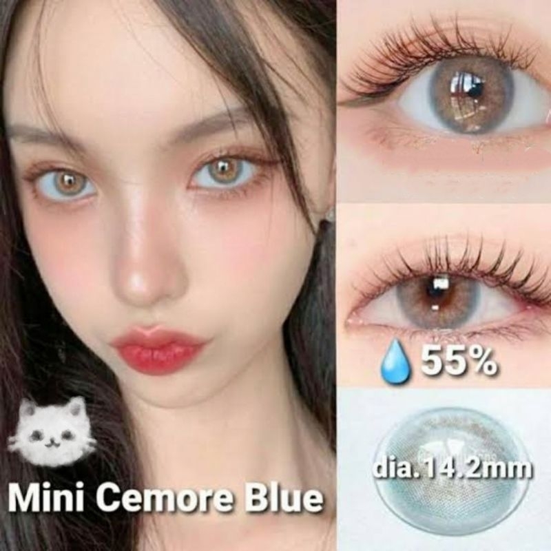 คอนแทคเลนส์ รุ่น Mini Cemore สีฟ้า/Blue มีค่าสายตา (0.00)-(8.50) | Shopee Thailand