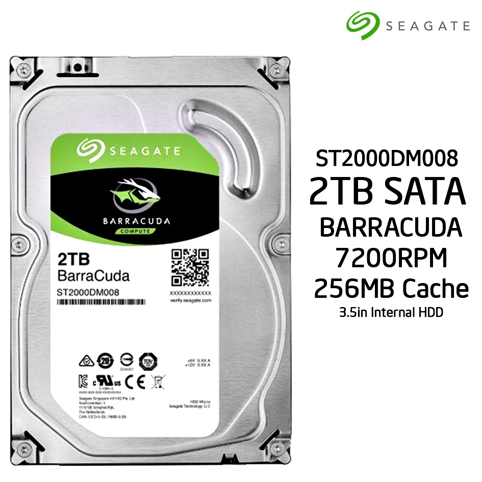 2 TB HDD (ฮาร์ดดิสก์) SEAGATE BARRACUDA 3.5" - 7200RPM SATA3 (ST2000DM008) | Shopee Thailand