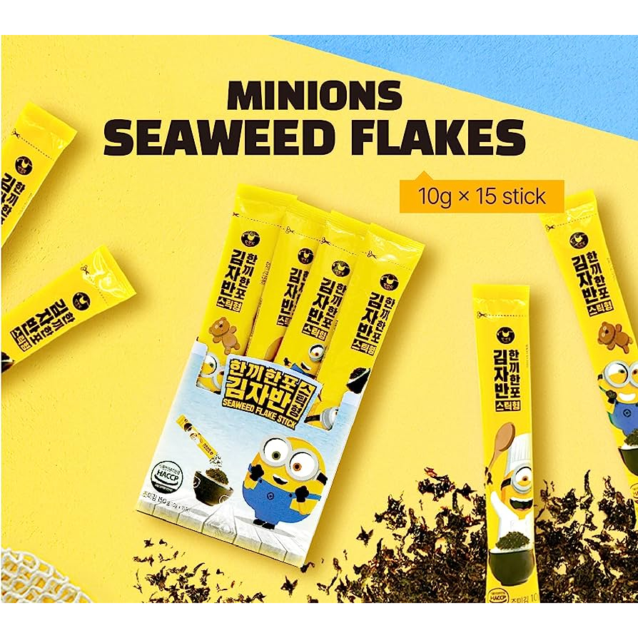 Minions Seaweed Flake Stick 1box 15ea พร้อมส่ง สาหร่ายโรยข้าวจองกุกBTSกิน สาหร่ายกรอบ หอม หวาน ...