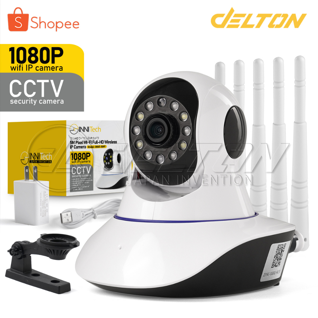 InniTech กล้องวงจรปิด กล้องวงจรปิดไร้สาย 5 ล้านพิกเซล 5 เสา Full Color ...