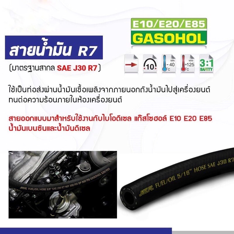 (ราคาต่อ 50cm) สายน้ำมัน R7 สำหรับ เบนซิน ดีเซล แก๊สโซฮอล์ E10 E20 E85 | Shopee Thailand