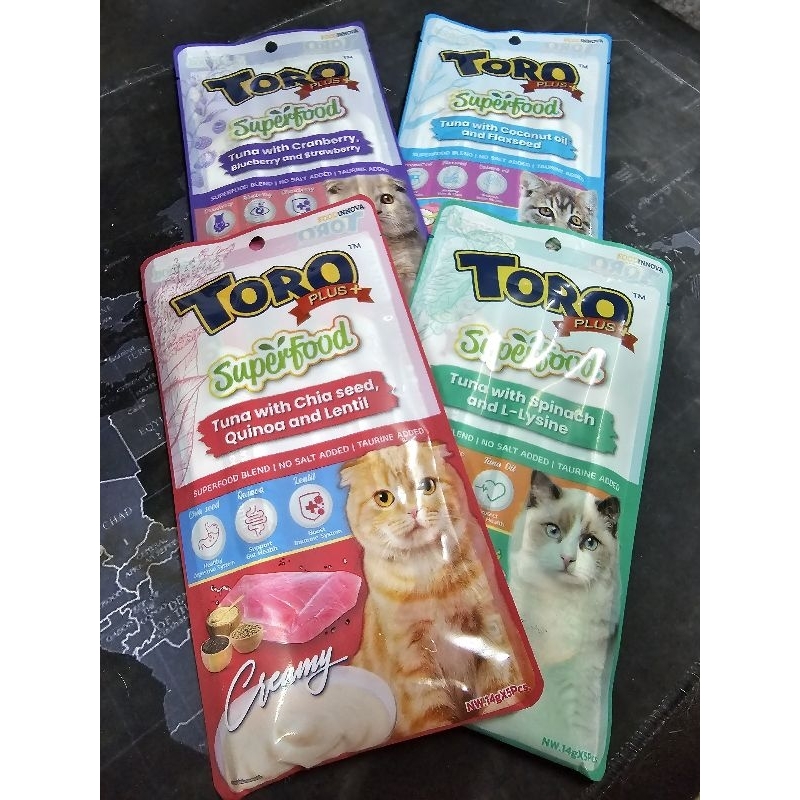 Toro Plus Superfood 14gx5Pcs. ขนมแมวเลีย โตโร่ พลัส ซูเปอร์ฟู้ด 14กรัม ...