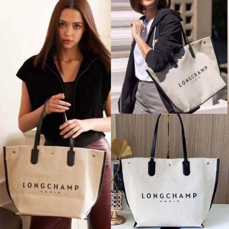 🎀 (สด-ผ่อน) กระเป๋า Longchamp Roseau ESSENTIAL TOILE SHOULDER BAG L ...