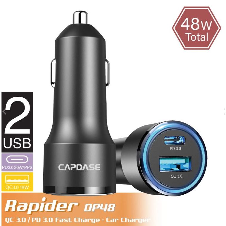 CAPDASE Rapider Super DP48 QC 3.0 / USB-C PD 3.0 Car Charger | Shopee ...