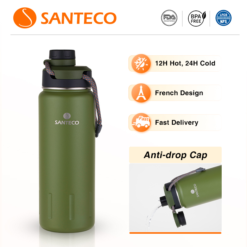 Santeco KTWO 17oz/24oz ขวดน้ําสแตนเลสหุ้มฉนวนผนังสองชั้นพร้อมฝาพวยกาป้องกันการรั่วซึม 500ml ...