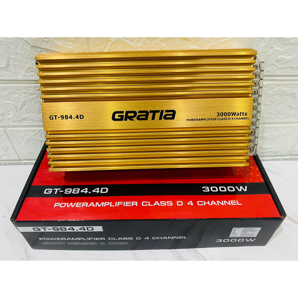 GRATIA รุ่นGT-984.4D เครื่องเสียงรถยนต์เพาเวอร์แอมป์สำหรับลำโพงขับเสียงกลาง8ดอก แหลม8ดอก ขับได้ ...