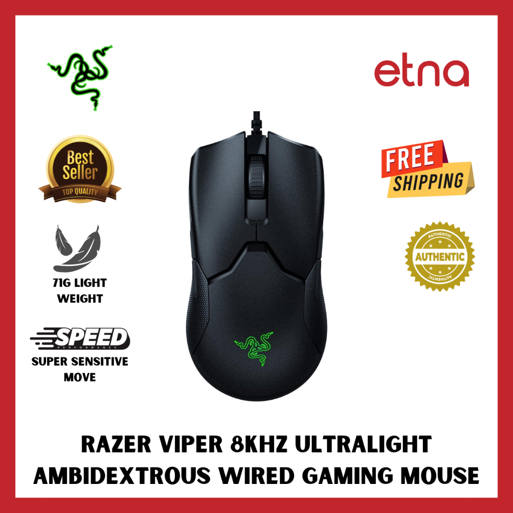 Razer Viper 8KHz Ultralight Ambidextrous Wired Gaming Mouse | Shopee ...