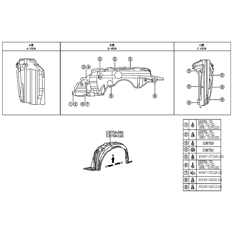 โตโยต้า แผงบังโคลนหน้า ซ้าย ขวา วีออส พร้อมชุดติดตั้ง TOYOTA LINER FR ...
