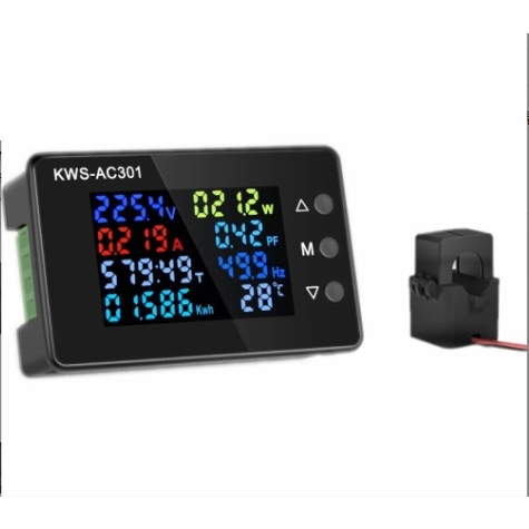 AC Meter KWS - AC301 มิเตอร์ วัดไฟ Digital 8 in 1 AC 100A 50-300V ...