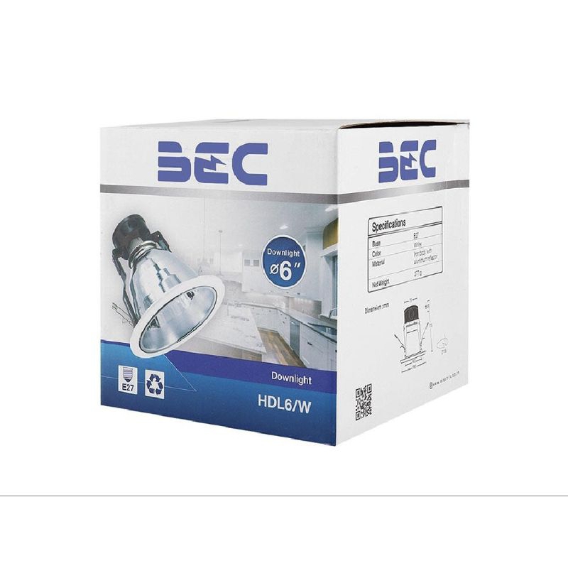 โคมดาวน์ไลท์ BEC 6นิ้ว ขอบขาว | Shopee Thailand