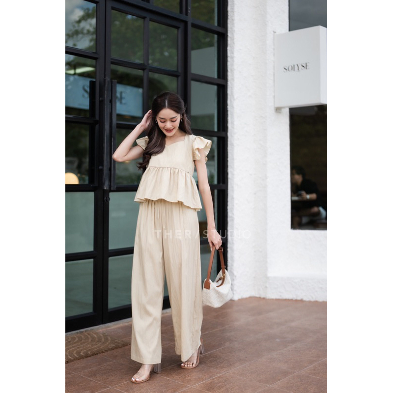 code : Set100 เซ้ทระบายเก๋ๆ แต่งเชือกผูกหลัง | Shopee Thailand