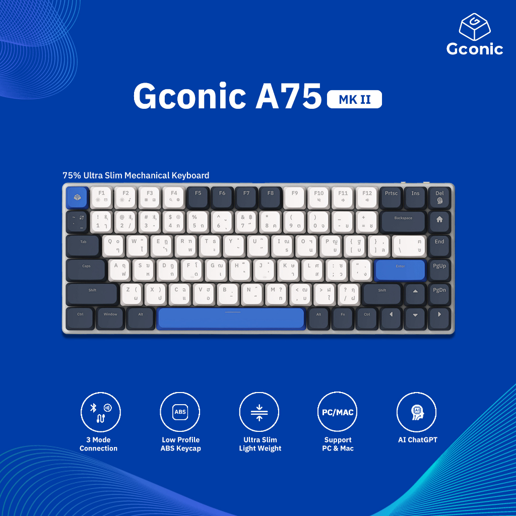 Gconic A75 MK II Ultra Slim Mechanical Keyboard | Shopee Thailand