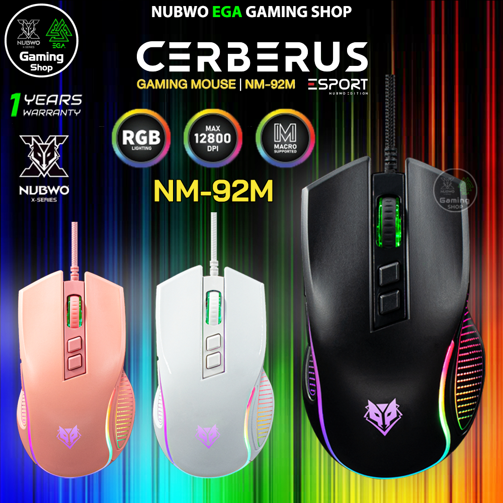 🎮 GAMING NUBWO NM-92M GAMING MOUSE เมาส์เกมมิ่ง MACRO CERBERUS เมาส์ ...
