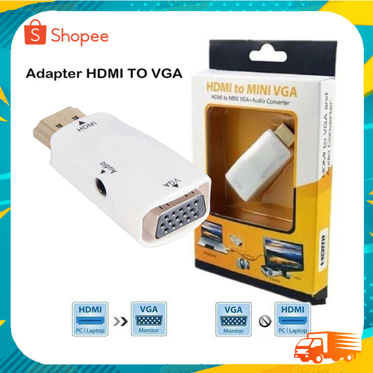 Adapter HDMI To MINI VGA+Audio Converter 1080P ตัวแปลง พร้อมแยกเสียง ...
