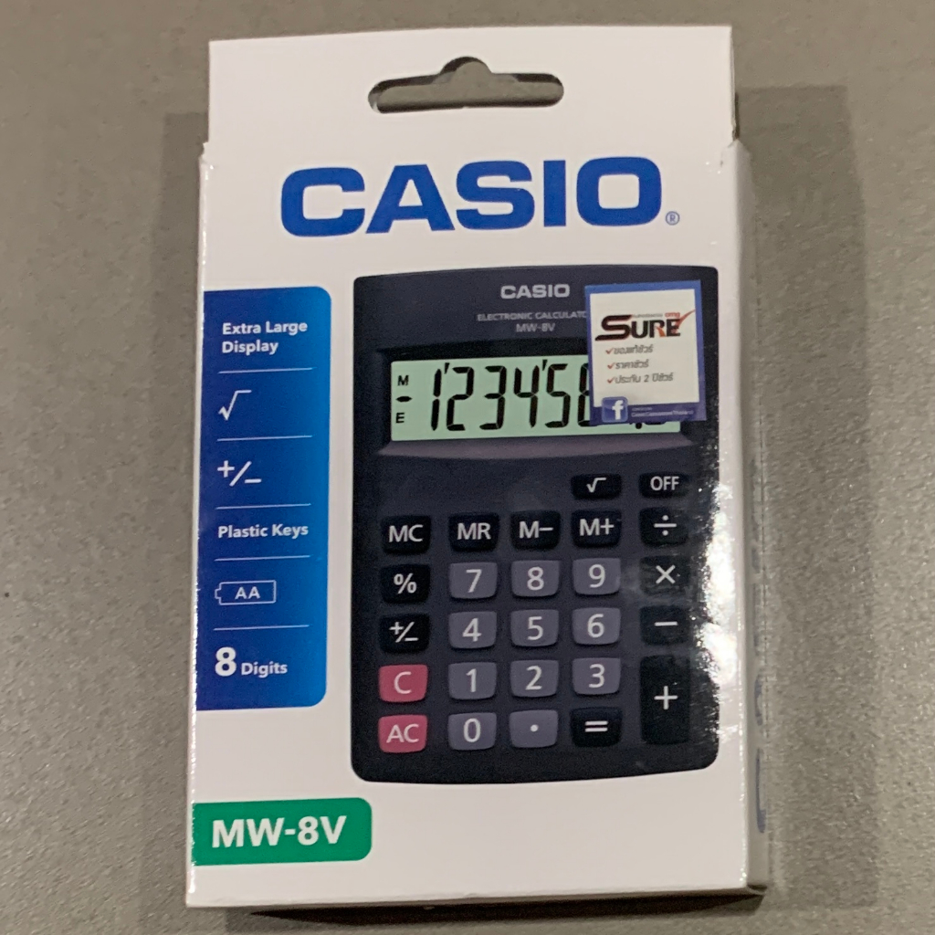 Casio Calculator เครื่องคิดเลข รุ่น MW-8V-BK สีดำ | Shopee Thailand