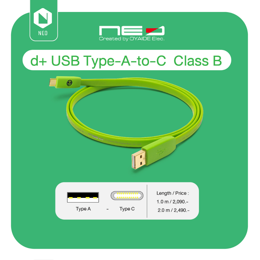 NEO™ (Created by OYAIDE Elec.) d+ USB TYPE-A-to-C Class B (USB : A - C ...