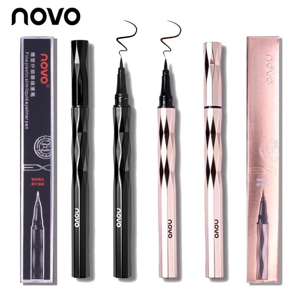 Novo Slim liquid eyeliner pen (No.5201) อายไลเนอร์หัวเรียวเล็ก กันน้ำ ...