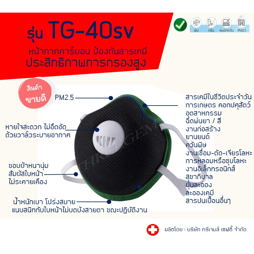 หน้ากากคาร์บอน TG-49sv | Shopee Thailand