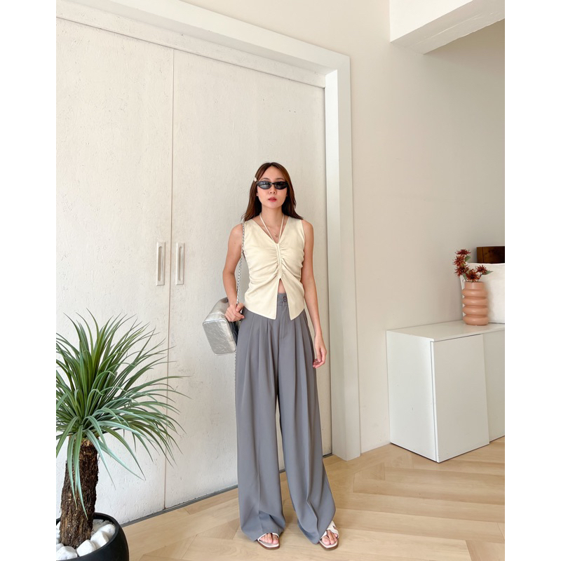 (ลด20% ใส่โค้ด 11NOVL) SHOP.POPO-Jane pants มี 2 สี กางเกงเอวสูงผ้าทิ้ง ...