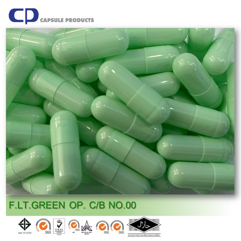 Capsule Products แคปซูลเปล่า สีเขียวอ่อน F.LT.GREEN OP. C/B (เบอร์ 00 ...