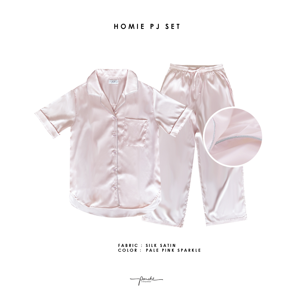 Panche.Sleepwear ชุดนอนรุ่น Homie สี Pale Pink Sparkle | Shopee Thailand