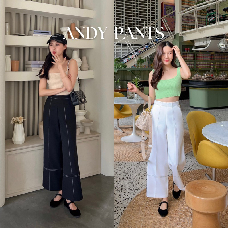 Andy pants - Everymay กางเกงขายาว เอวสูง ทรงสวย | Shopee Thailand