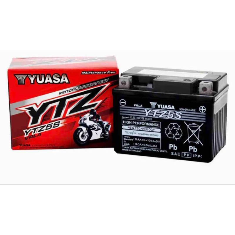 YUASA ยัวซ่า แบตเตอรี่แห้งมอเตอร์ไซค์ รุ่น YTZ5S เบอร์ 5 (12V5AH ...