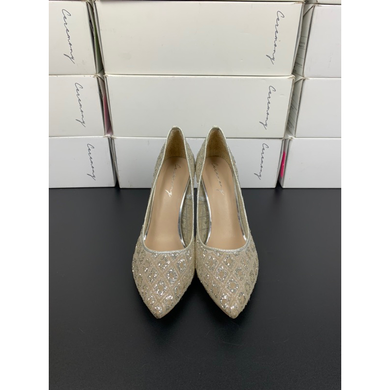 รองเท้าแต่งงาน cermeony shoes รุ่น Lady Silver Diamonds Cut Pumps size 39 | Shopee Thailand