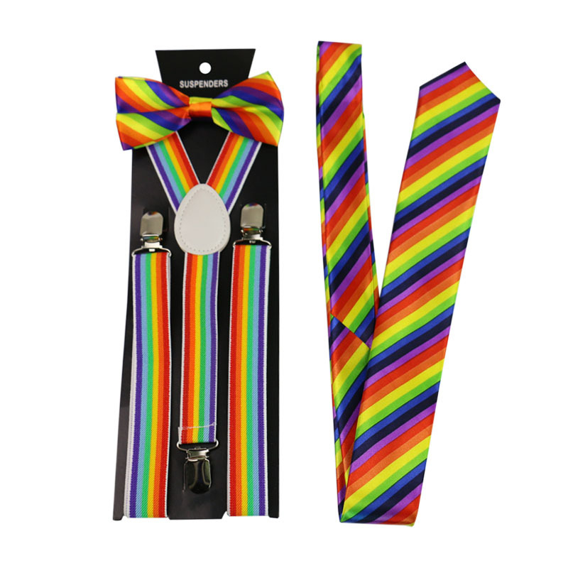 สายเอี๊ยม เนคไท หูกระต่าย โบว์ สายรัดกางเกง ยางยืด สีรุ้ง Rainbow LGBT ...