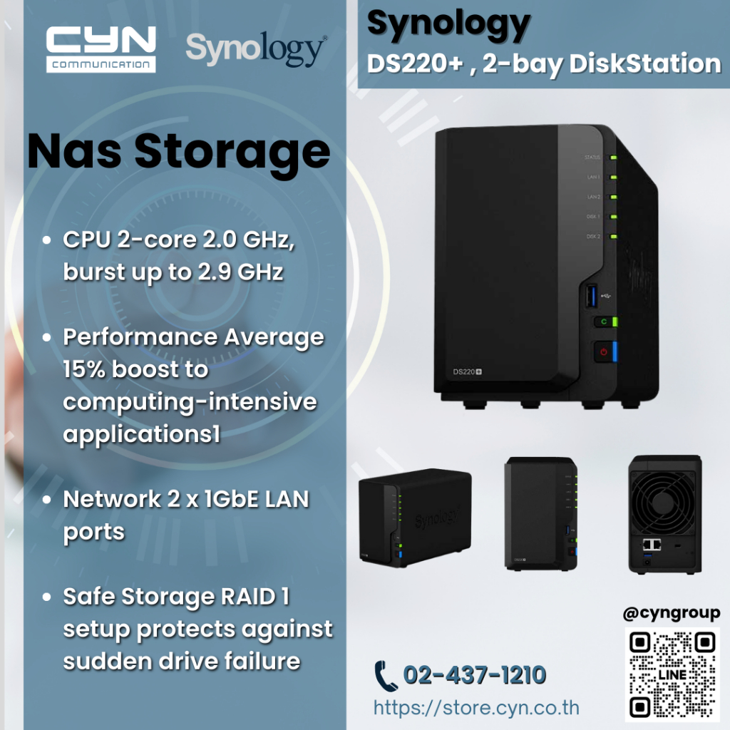 Synology DS220+ , 2-bay DiskStation | Shopee Thailand