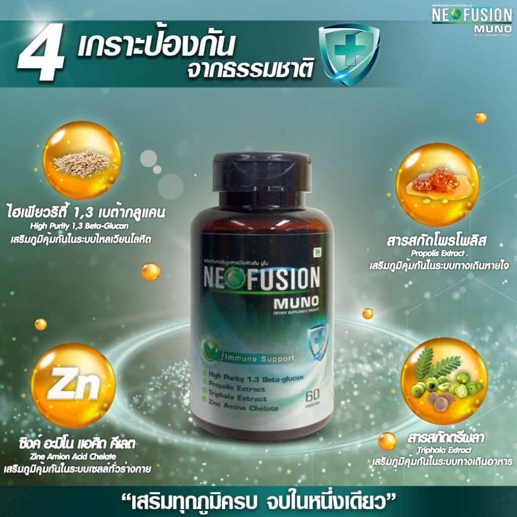 อาหารเสริมเพิ่มภูมิคุ้มกัน บำรุงรายกาย ต้านเชื้อโรค NEOFUSION MUNO 1 กระปุก 30 แคปซูล | Shopee ...