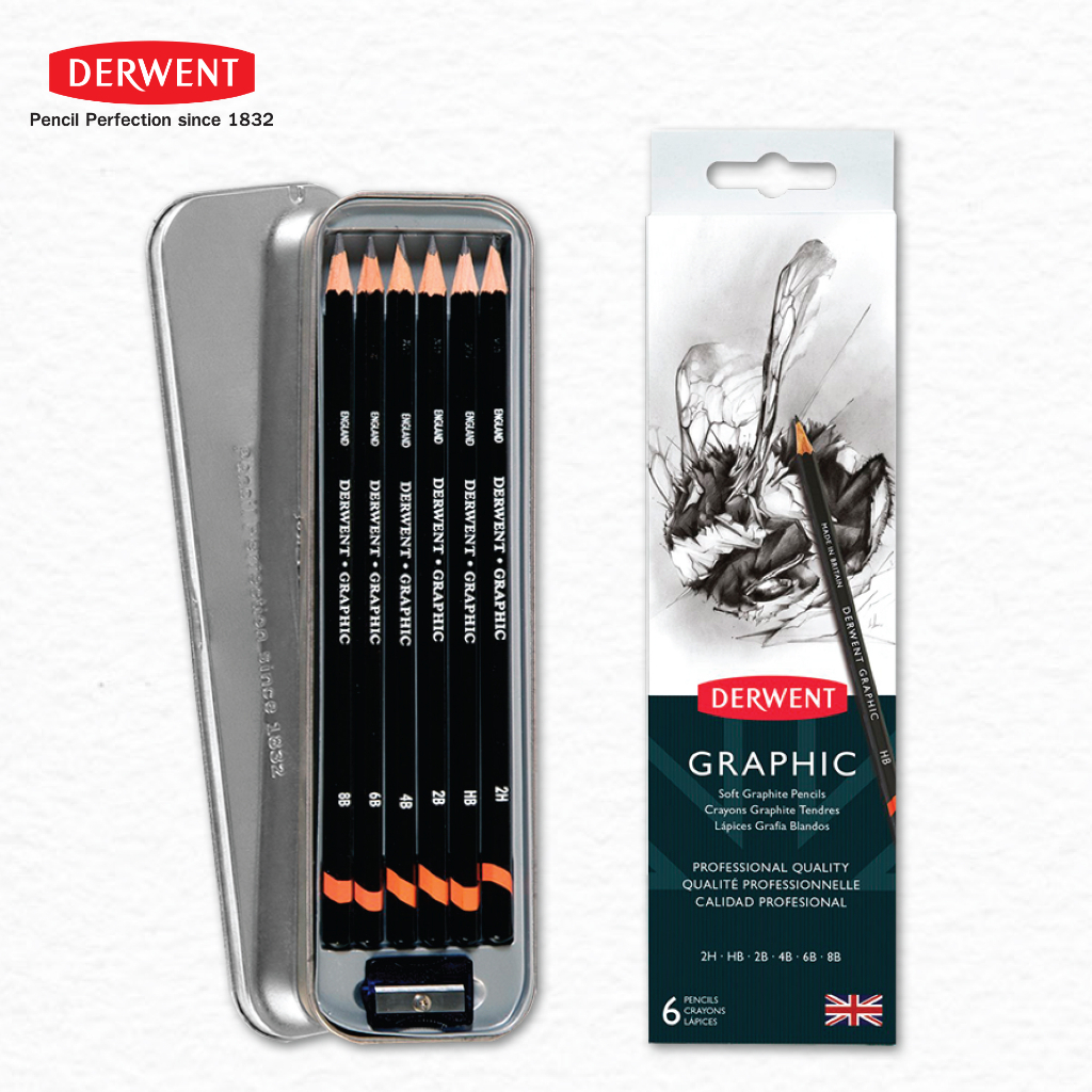 Derwent Graphic Set 6 และ set 12 6B-4H ชุดดินสอกราฟฟิก | Shopee Thailand
