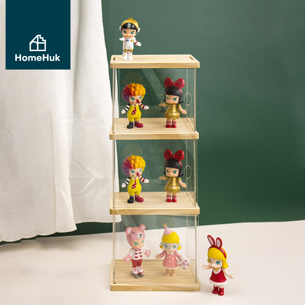 HomeHuk กล่องใส่โมเดล อะคริลิคใส ฐานไม้ รุ่น Acrylic Display Box ...
