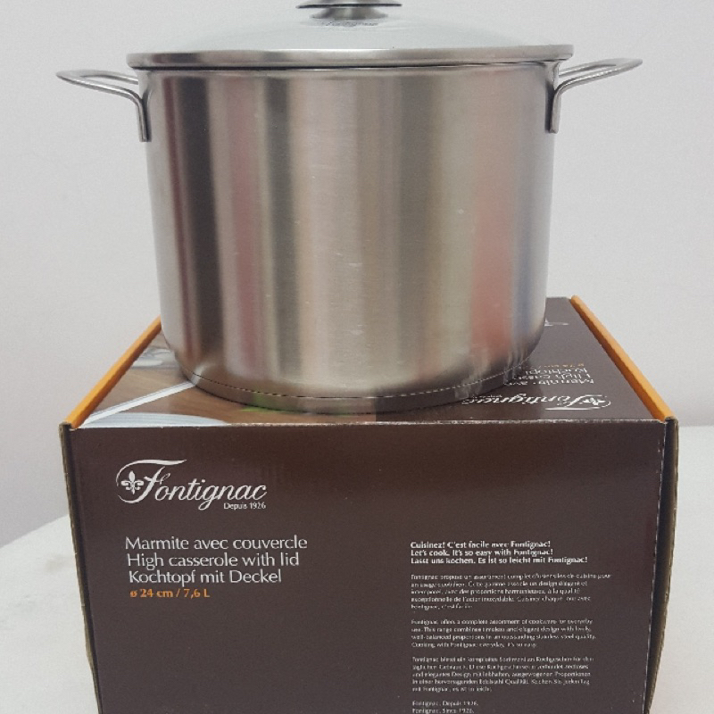 หม้อสตูว์ หม้อสเตนเลส Brand Fontignac พร้อมฝาแก้ว ขนาด 24 cm บรรจุได้ 7 ...