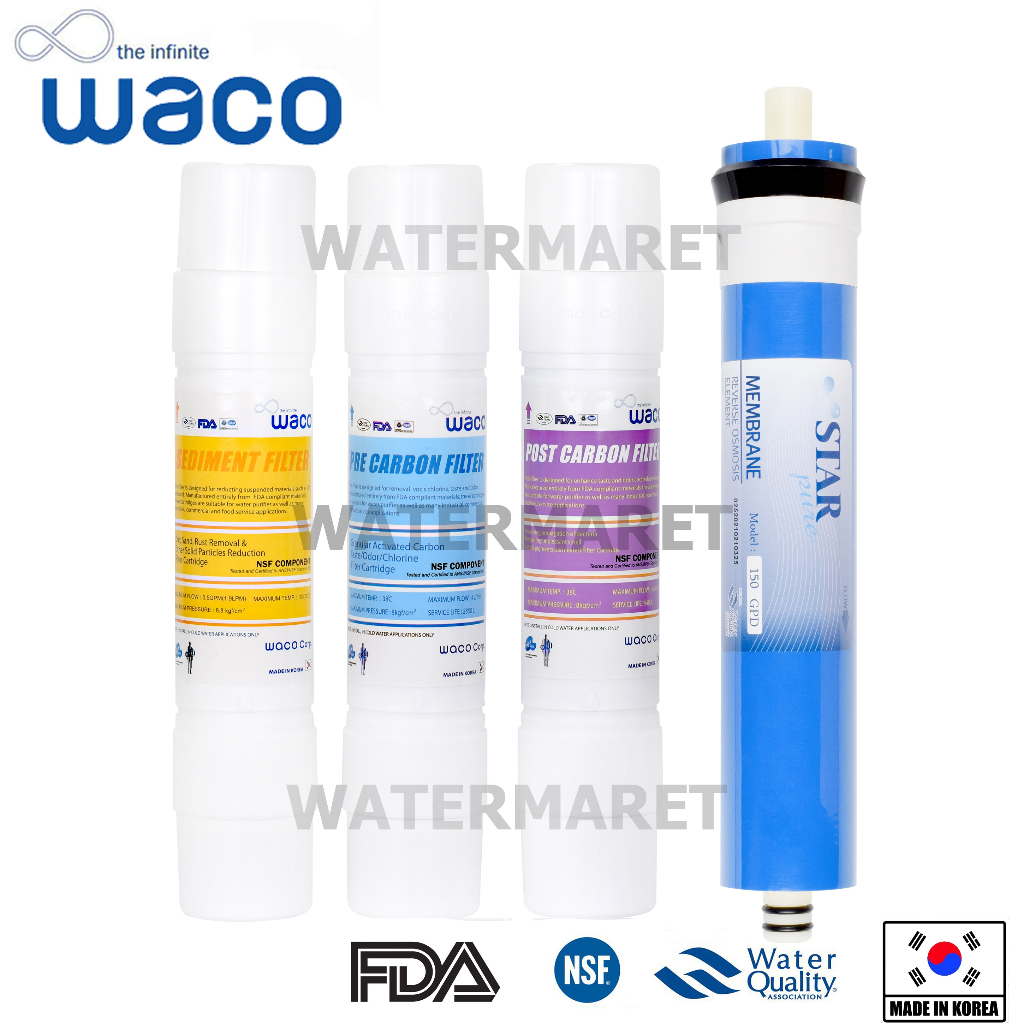 WACO HYUNDAI ชุดไส้กรอง Inline RO 150GPD Water Filter Set B (Sediment ...
