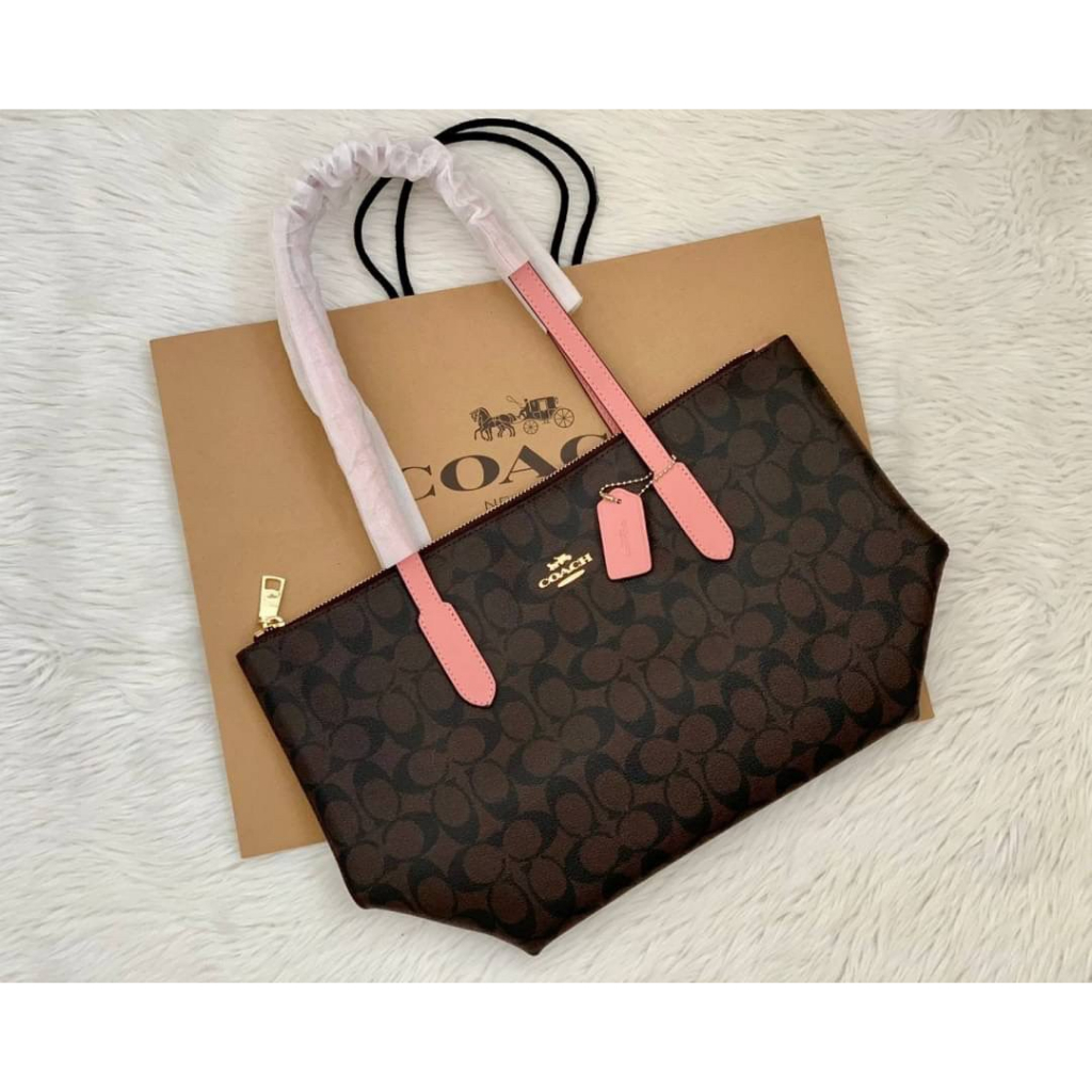 Coach ZIP TOP TOTE IN SIGNATURE CANVAS (4455) | Shopee Thailand