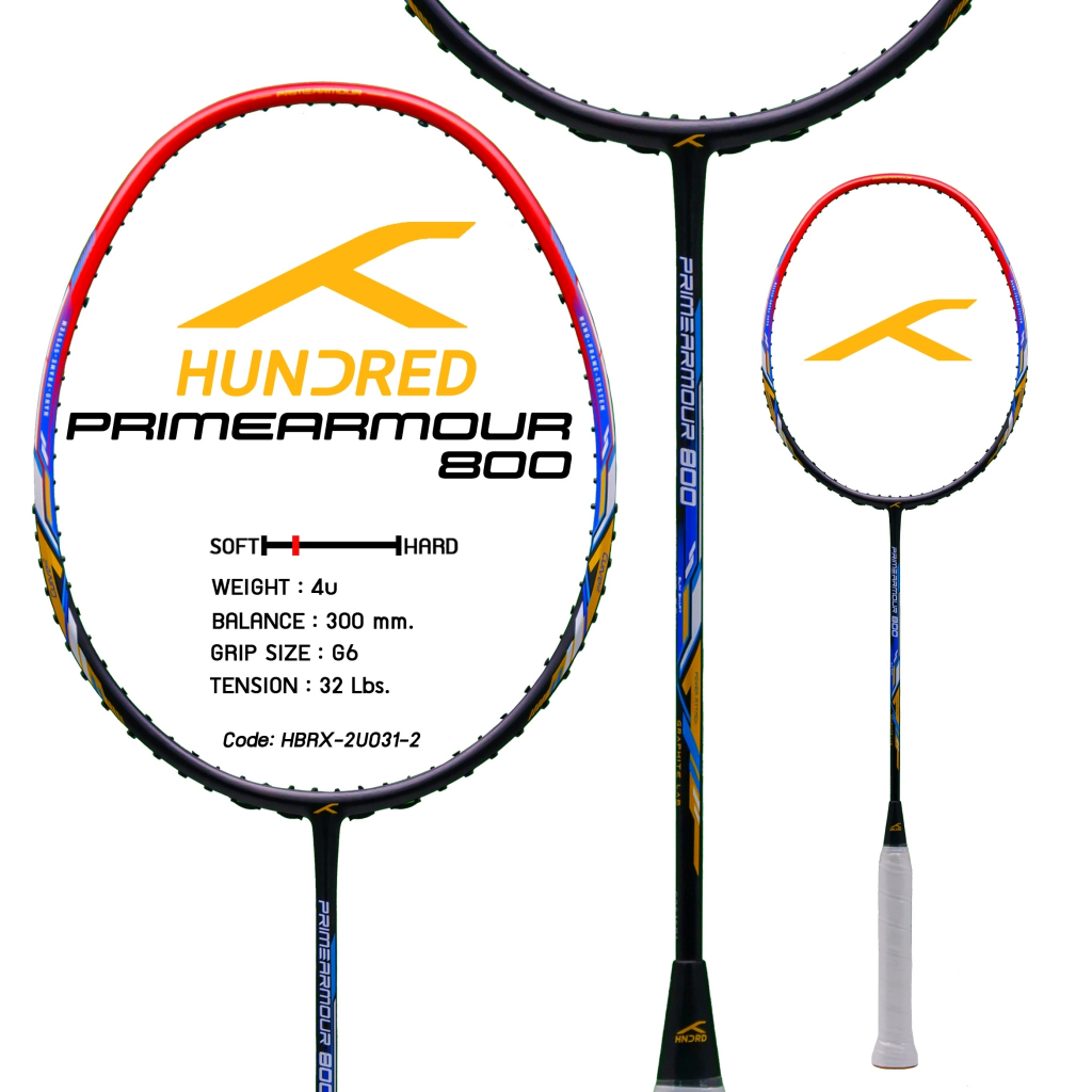 HUNDRED ไม้แบดมินตัน รุ่น PRIME ARMOUR 800" Racket Series 7 สี แถมเอ็น ...