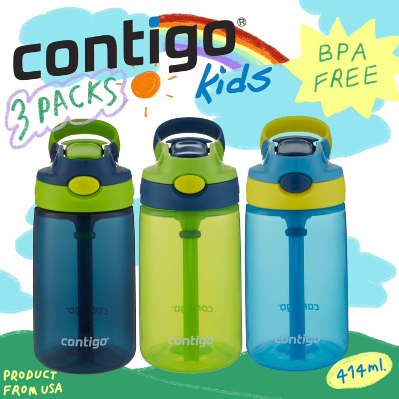 Contigo Kids Autospout Gizmo Water Bottle 414ml (3packs) | Shopee Thailand