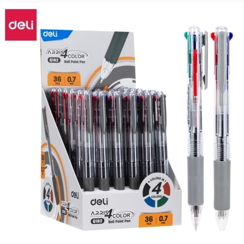 Deli ปากกาลูกลื่น ARRIS 4 สี ใน 1 ด้าม Ball Point Pen Q182 ขนาด 0.7 มม. ...