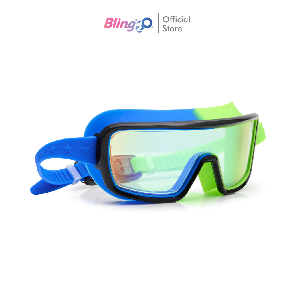 BLING2O แว่นตาดำน้ำเด็กสีสดใส ยอดฮิตจากอเมริกา PRISMATIC-CYBORG CYAN ป้องกันฝ้าเเละ UV ถ่ายรูป ...