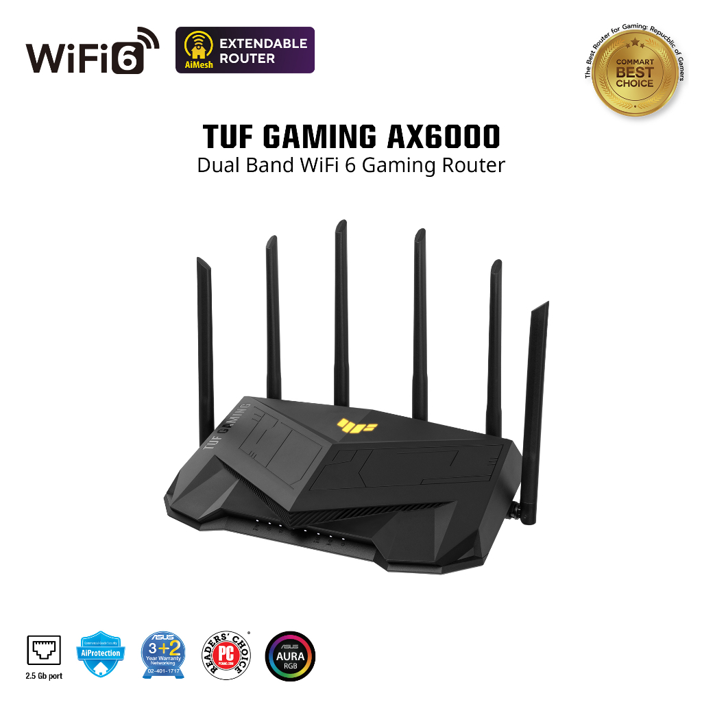 ASUS TUF Gaming AX6000 Dual Band WiFi 6 Extendable Gaming Router, Dual ...