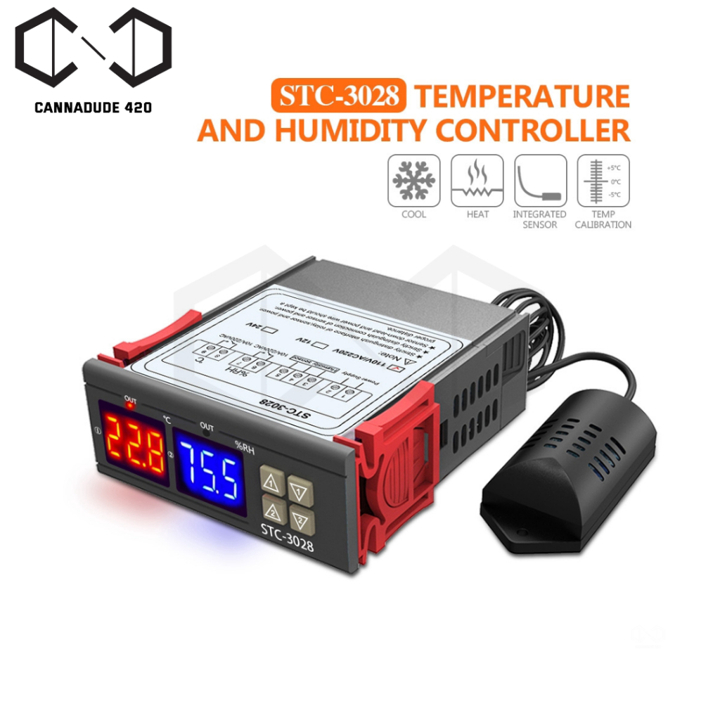 STC-3028 ควบคุมความชื้น เครื่องควบคุมอุณหภูมิ AC110-220V 10A คู่จอแสดง ...
