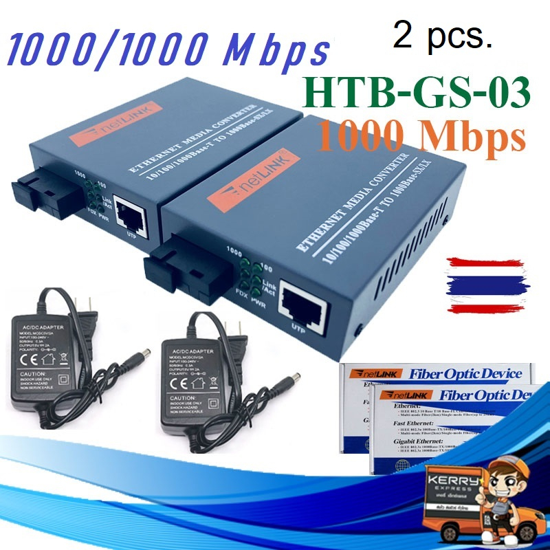 Netlink Gigabit Media Converter HTB-GS-03 ( แพค 1 คู่ ) Fiber Optic ...